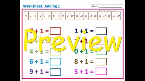 Addition Fact Fluency – Adding 1 - Flash & Task cards, Worksheet Activities