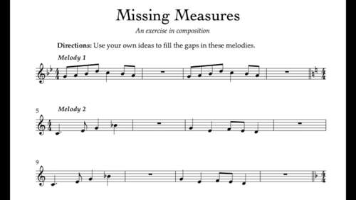 Missing Measures - Gap Filling Activity for Music Composition by ESL ...