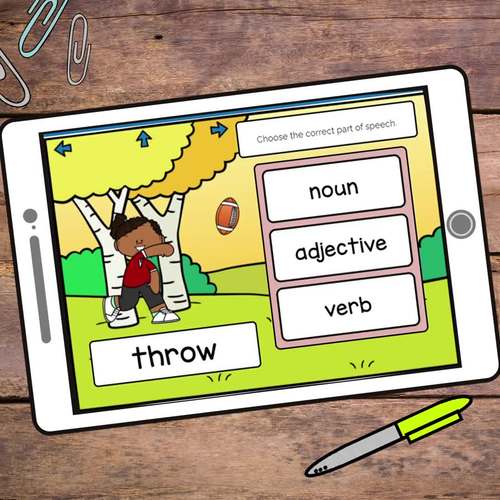 Fall Parts of Speech Lessons Boom Cards by Play and Learn Resources