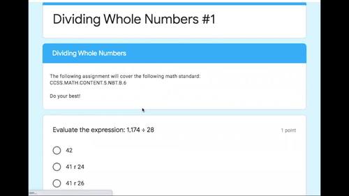 Dividing Whole Numbers Google Classroom™ Digital Quiz Set by Home Run ...