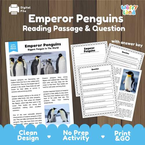 Emperor Penguins Reading Comprehension Passage | Antarctic Animals Science