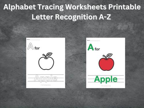 Alphabet Tracing Worksheets Printable Letter Recognition A-Z Uppercase ...
