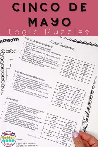 Cinco de Mayo & Mexico 8 Themed Logic Puzzles! Spanish & English Versions