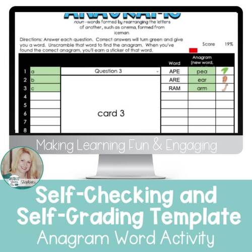 Editable Self Checking Anagram Template Digital Task Card Commercial Use Vol4 