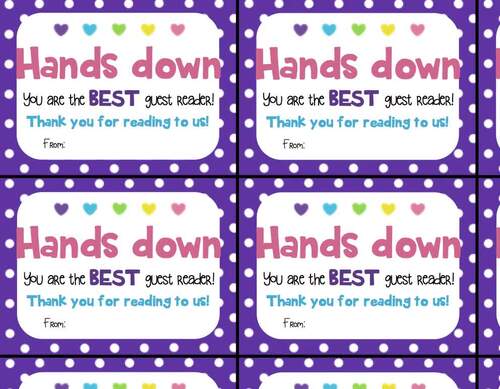Hand Lotion (Sanitizer) Guest Reader Appreciation Gift Tag- Hands down ...