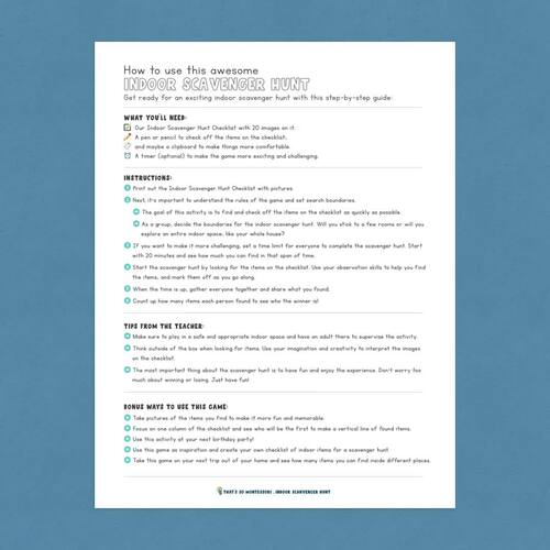 Indoor Scavenger Hunt | Rainy Day Activity | Print & Go Activity