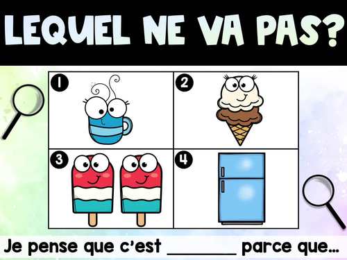 Lequel ne va pas? | French l'intrus by Sprinkle it with French | TPT