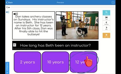 Rec & Leisure Simplified Reading Comprehension Digital Task Cards