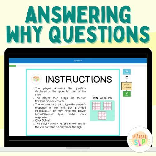 Answering Why Questions Bingo Game Boom Cards™ by Mau SLP | TPT