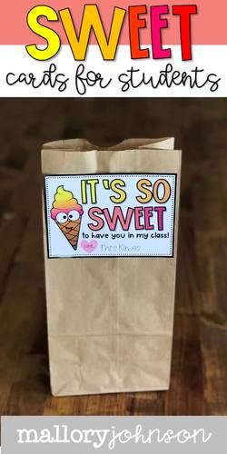 Editable Back to School Cards from teachers to students - Ice Cream