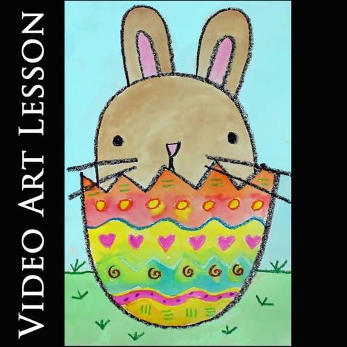 EASTER BUNNY & COLORED EGG Art Project | Easy SPRING Drawing & Painting ...