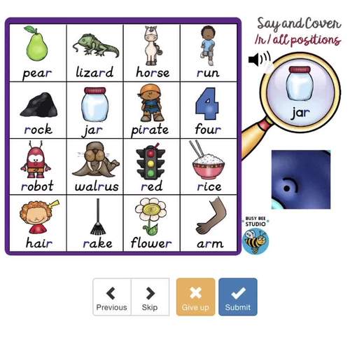 Articulation R in All Positions Boom Cards Game by Busy Bee Studio