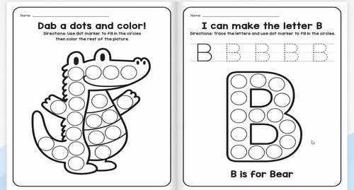 Animals Alphabet Dot Markers Worksheets: Beginning Sounds, Fine Motor ...