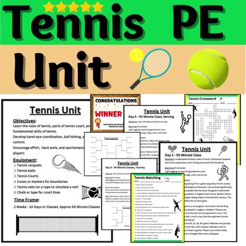Tennis Unit PE Physical Education Class Lesson Plans by IncredibleDesigns
