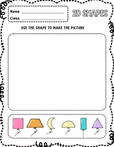 2D & 3D Shapes, Fraction & Geometry Worksheets for 1st Grade | TPT