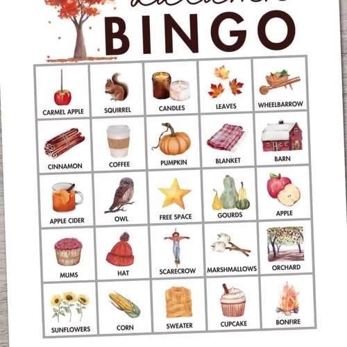 Autumn BINGO | Fall-Themed Class Game for Harvest Season - 50 Cards