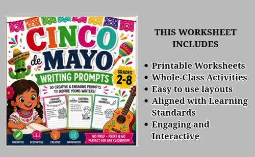 Cinco de Mayo Craft & Writing Prompts Bundle | 30 Fun ELA Activities ...