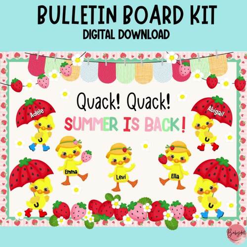 Duck Summer Bulletin Board Kit Spring Classroom Decor Editable Printable