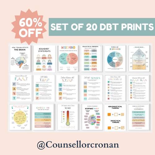 DBT poster bundle set, wise mind, dialectical therapy, BPD, depression ...