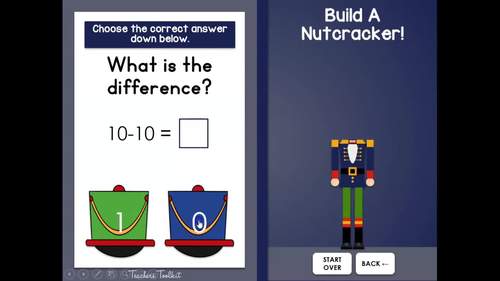 Christmas Nutcracker Math Digital Game for Math Centers Subtracting 10 ...