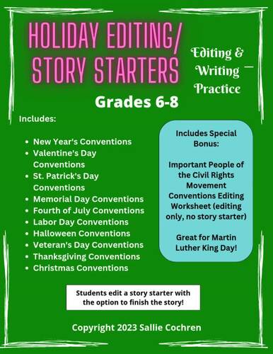 Holiday Editing: Holiday-Themed Conventions PDFs + Easel Activities ...
