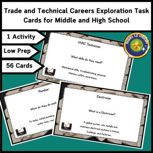 Trade and Technical Careers Exploration Task Cards for Middle and High ...