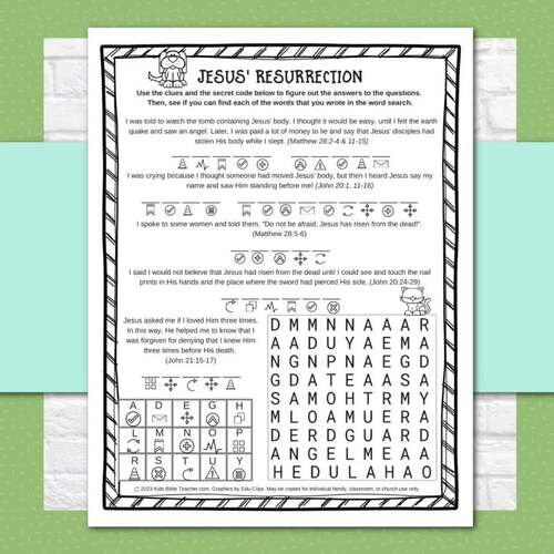 Story of Easter Jesus' Resurrection Activity Pages Bible Worksheets for ...