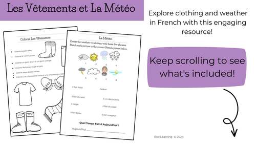 French Clothes & Weather: Les Vêtements et La Météo – Vocabulary ...