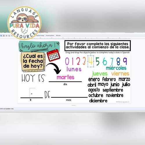 Digital Bellwork La Fecha, El Calendario, El Tiempo, Las Emociones