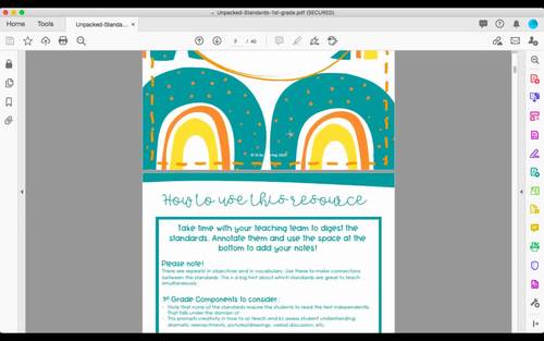 Unpacked Common Core Reading Standards 1st Grade by Lit By Learning