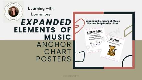 Expanded Elements of Music Anchor Chart Posters - Tulip Border - Pink