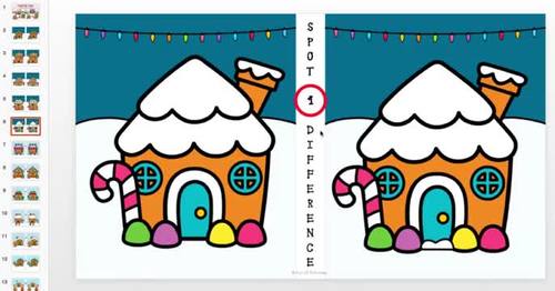 Gingerbread Village Spot the Difference Interactive Visual Perception Game