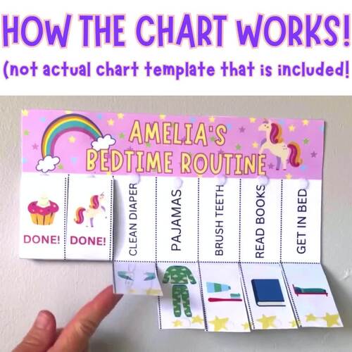 Visual Schedule Mermaid Flip Chart Morning Bedtime Routine Toddler Editable