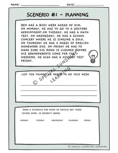 Executive Functioning Skills, Activities and Scenarios Bundle | TPT