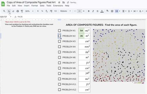 HALLOWEEN Area of Composite Figures | Area of Rectangles Pixel Art Math