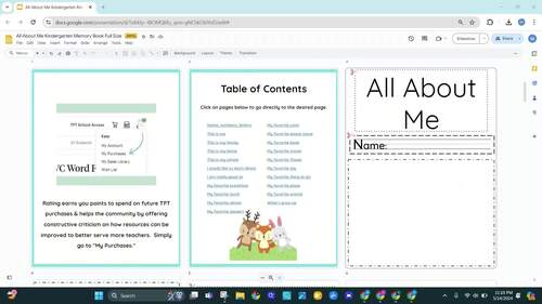 All About Me Kindergarten Memory Book | End of Year Activity Worksheets ...