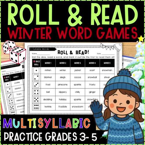Winter Roll and Read Multisyllabic Words Game | Prefixes & Suffixes ...
