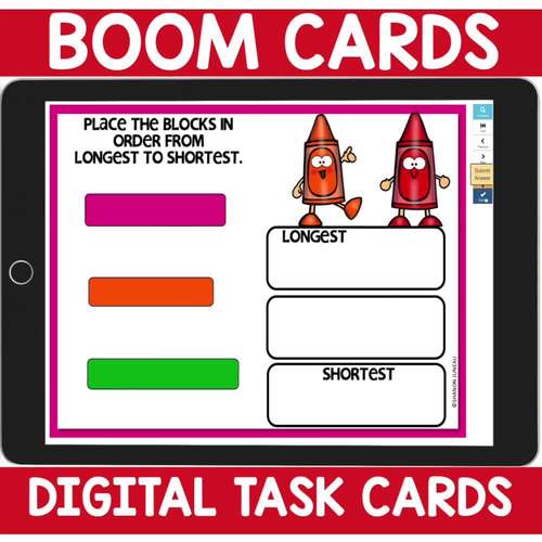 Measurement Ordering Objects Boom Cards No Prep 1st Grade Math Centers