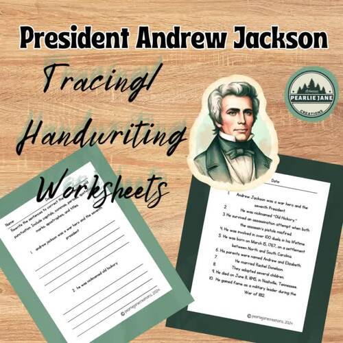 Andrew Jackson Tracing/Handwriting Practice for Kindergarteners/1st Graders