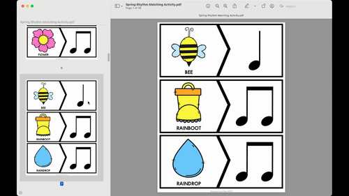 Spring Music Rhythm Matching Activity | Printable by musicpluscoffee