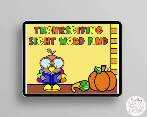 Thanksgiving Pre-Primer Sight Word Game by Mrs Bullington's Primary ...
