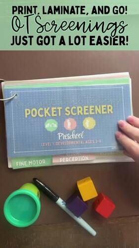 Occupational Therapy OT Pocket Screening (Level 1 Screener, Preschool ...