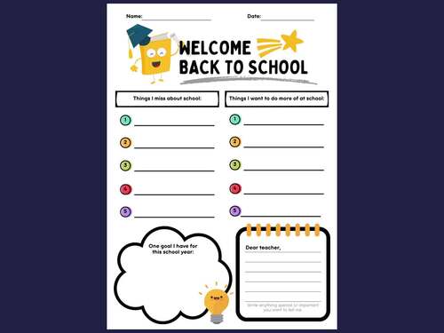 Welcome Back to School Activity | Reflection | Goal Setting | TPT