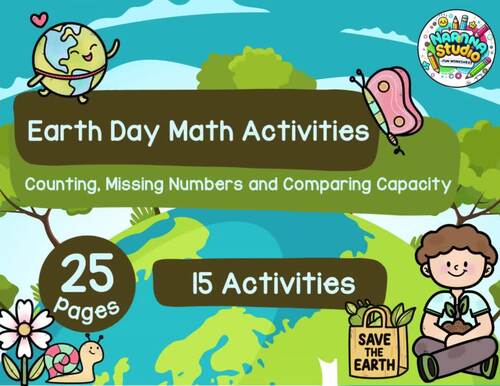 Earth Day Math Activity: Counting, Missing Numbers, and Comparing Capacity