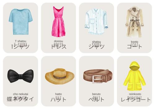 32 English-Japanese Flashcard with Romaji | Clothes by The Digivita