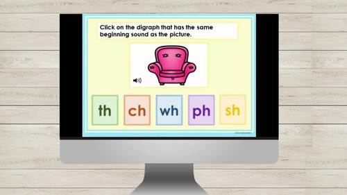 Beginning Digraphs Picture and Digraph Match (Boom Cards with Audio)