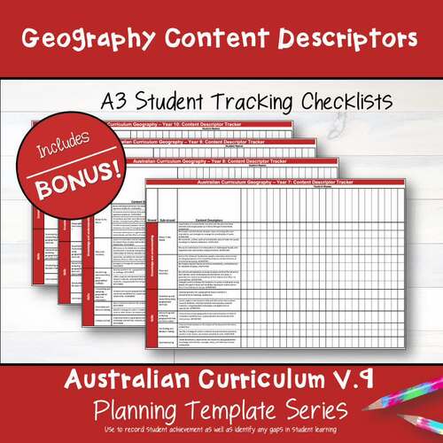 V9 GEOGRAPHY Content Descriptor Overviews - Years 7-10 BUNDLE Pack