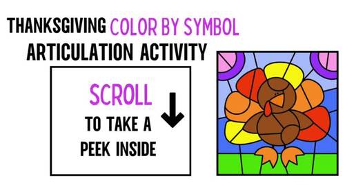 Thanksgiving Articulation Color By Code: P, B, T, D by Jennie's Speech Room