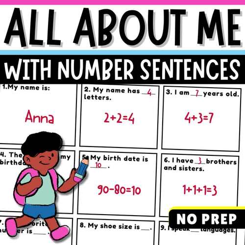 ️ Back to School Math about me in numbers Get to Know me first day ...