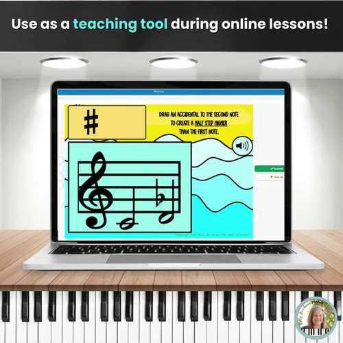 Half Steps & Whole Steps on Treble Staff BOOM™ Cards Digital Intervals ...